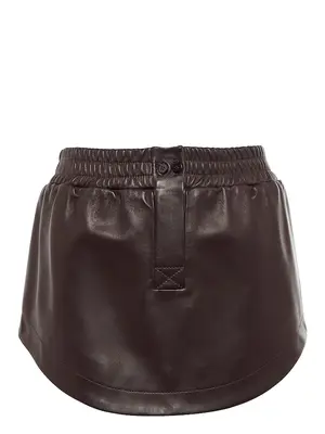 Attico Leather Miniskirt - Brown
