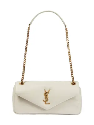 Saint Laurent Calypso Leather Shoulder Bag - White