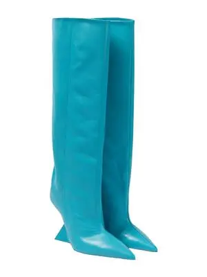Attico The Attico Cheope Leather Knee-High Boots Blue