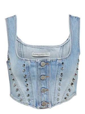 Alessandra Rich Denim Crop Top - Blue