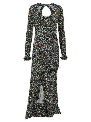 Rabanne Printed Wrap Midi Dress - Black