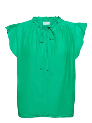 Velvet By Graham & Spencer Melanie Cotton And Silk Voile Top - Green