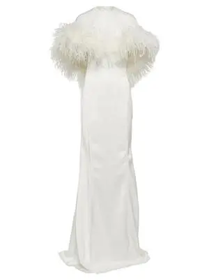 Attico Feather-trimmed Gown - White