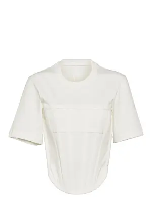 DION LEE Corset Cotton Jersey T-shirt - White
