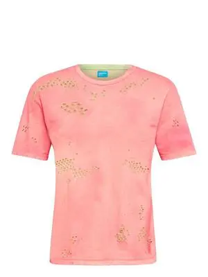 NOTSONORMAL NotSoNormal Distressed Cotton Jersey T-shirt Pink