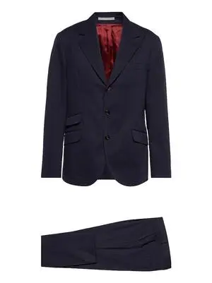 Brunello Cucinelli Cotton And Cashmere Gabardine Suit - Blue