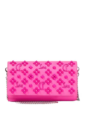 CHRISTIAN LOUBOUTIN Paloma Embellished Leather Wallet On Chain - Pink
