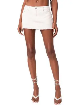 EDIKTED Micah Low Rise Denim Mini Skirt - White