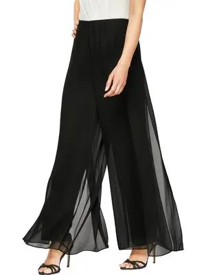 Alex Evenings Gauzy Wide Leg Pants - Black