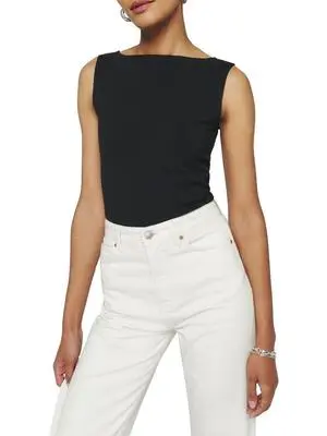 REFORMATION Dusk Stretch Knit Top - Black