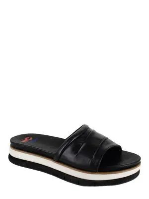 NATIONAL COMFORT Kai Platform Slide Sandal - Black Leather