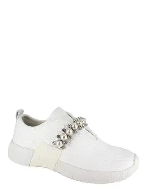 NATIONAL COMFORT Kenzey Embellished Slip-on Sneakers - White Suede