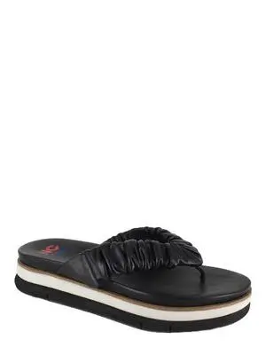NATIONAL COMFORT National Comfort Kahlen Platform Flip Flop Black Leather