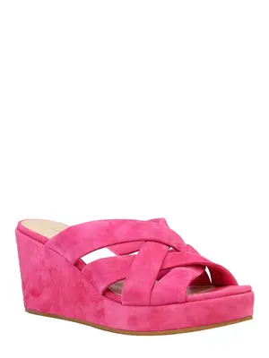 Pelle Moda Wilona Platform Wedge Slides - Hyper Pink
