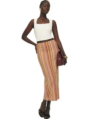 REFORMATION Maria Knit Midi Skirt Solstice Stripe