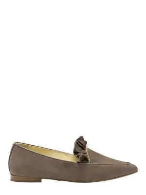 Sarah Flint Gudel Velvet Loafers Mocha Suede & Gold Chain