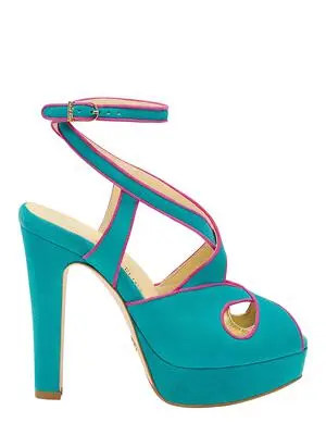 Sarah Flint Perfect Sharon 120 Platform Heels - Turquoise Suede