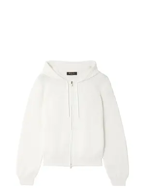 Loro Piana Open-knit Cotton Hoodie - White