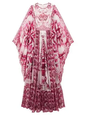 Dolce & Gabbana Maiolica Printed Silk-georgette Gown - Pink
