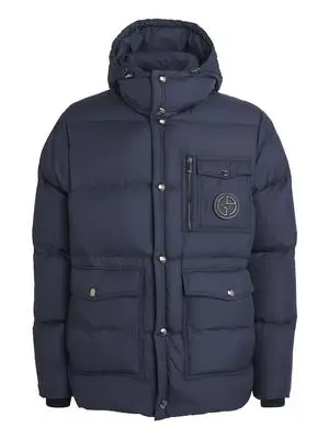 Giorgio Armani Logo Puffer Jacket - Blue