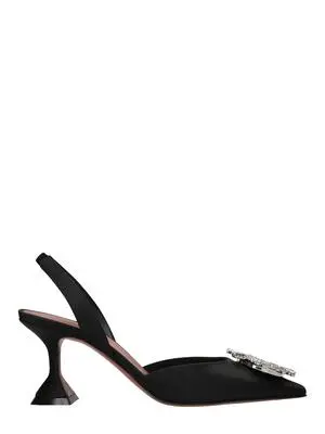Amina Muaddi Satin Begum Slingback 70 Pumps - Black