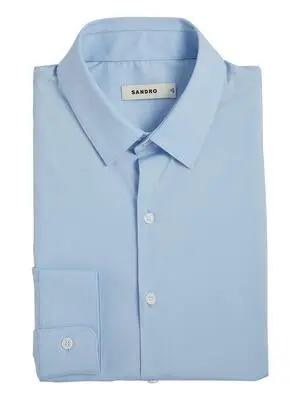 Sandro Cotton-blend Point-collar Shirt - Blue