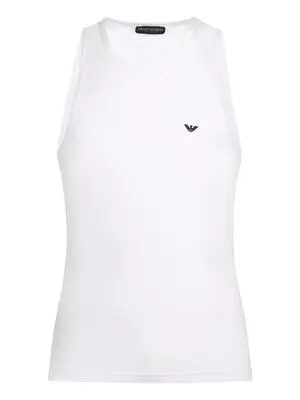 Emporio Armani Stretch-cotton Logo Tank Top - White
