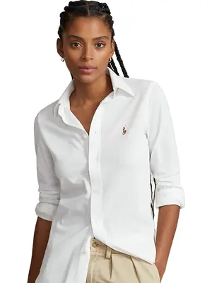 Ralph Lauren Slim Fit Knit Cotton Oxford Shirt - White