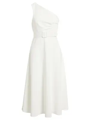 Badgley Mischka One-shoulder Scuba Midi Dress - White