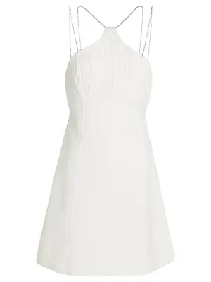 Herve Leger Crystal-embellished Ribbed-knit Mini Dress - White