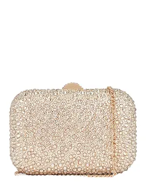 OLGA BERG Casey Hot Fix Encrusted Clutch - Champagne