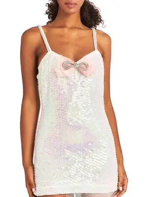 LoveShackFancy Kumi Sequin Mini Dress - White