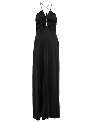 GANNI Crêpe Jersey Maxi Dress - Black
