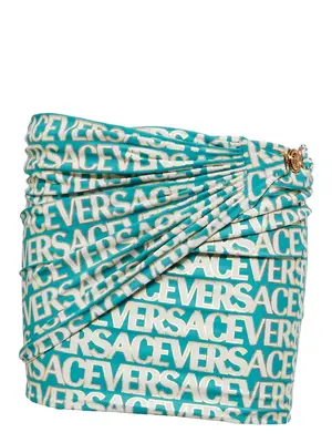 Versace Logo Ruched Miniskirt - Multicoloured