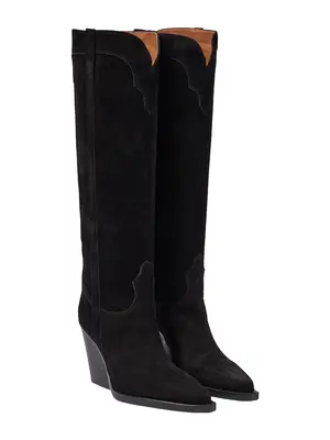 Paris Texas El Dorado Suede Cowboy Boots - Black
