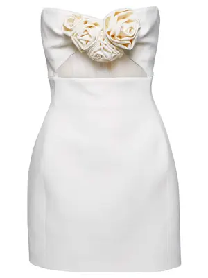 Magda Butrym Floral-appliqué Bustier Dress - White