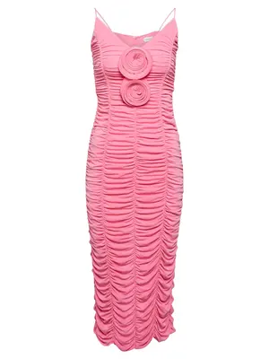 Magda Butrym Floral-appliqué Jersey Midi Dress - Pink