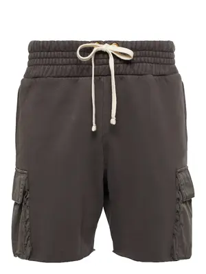 LES TIEN Cotton Jersey Cargo Shorts - Black