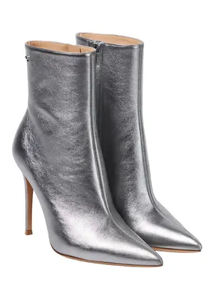 GIANVITO ROSSI Leather Ankle Boots - Metallic