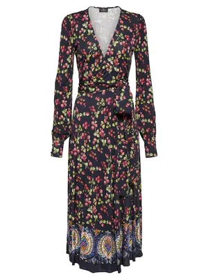 Etro Printed Jersey Wrap Dress - Blue