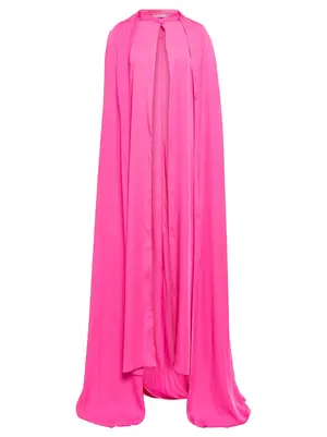 Safiyaa Draped Chiffon Cape Gown - Pink