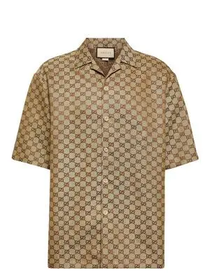Gucci Gg Jacquard Linen-blend Shirt - Beige