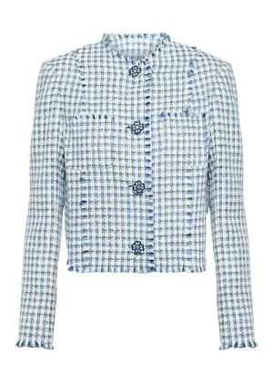 Etro Checked Bouclé Jacket - Blue