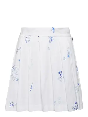 Vetements Printed Pleated Cotton Miniskirt - White