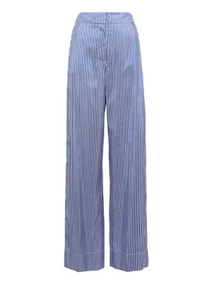 Burberry Striped High-rise Wide-leg Silk Pants - Blue