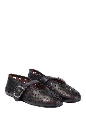 Alaïa Vienne Laser-cut Leather Ballet Flats - Black