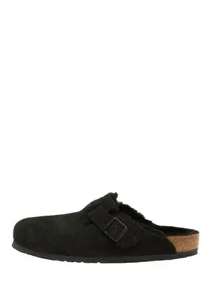 BIRKENSTOCK Boston Fur Clog - Black Suede