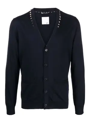 Valentino Garavani Rockstud-embellished Wool Cardigan - Blue