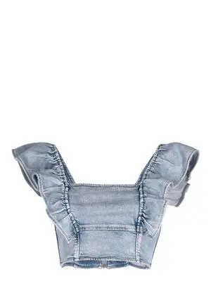 GANNI Denim Crop Top - Blue