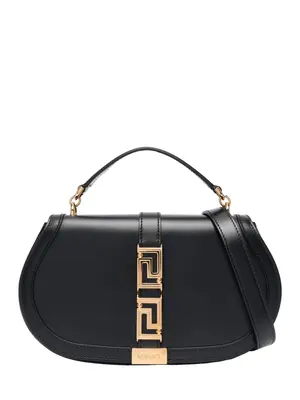 Versace Greca Goddess Leather Shoulder Bag - Black